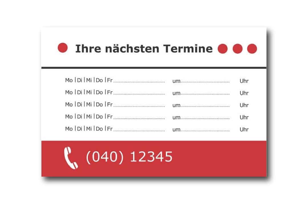 Terminkarten Zahnarzt